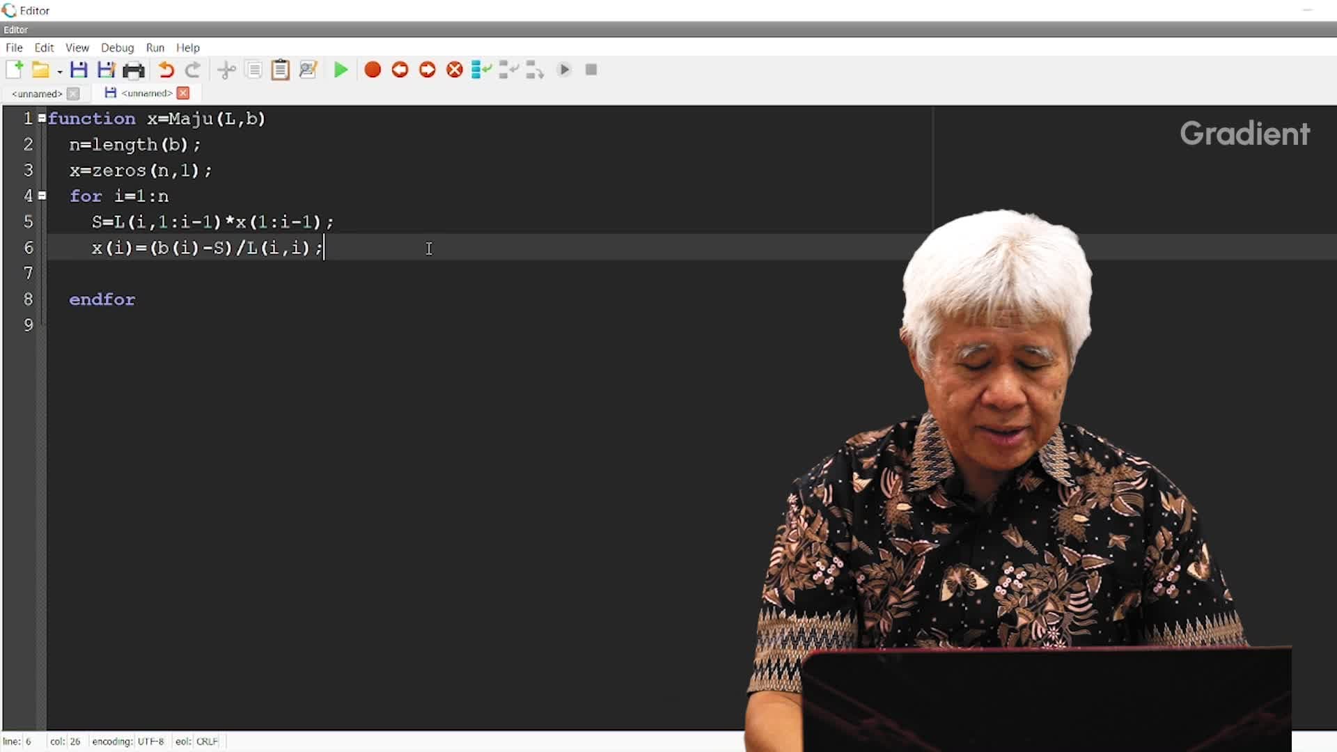 Materi Analisis Numerik: Implementasi Algoritma Substitusi Maju pada Octave/ Matlab